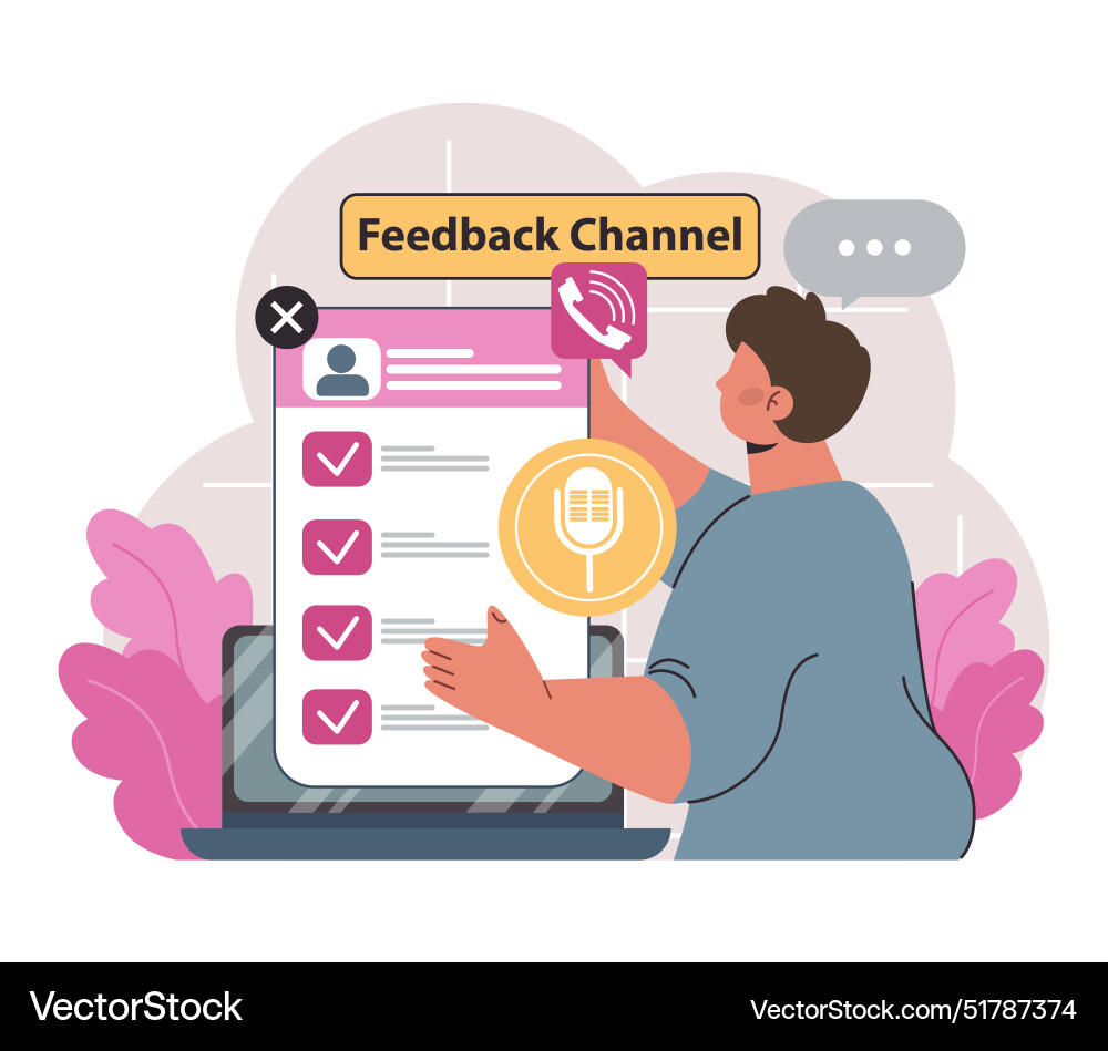 Feedback channel consumers reviews Royalty Free Vector Image