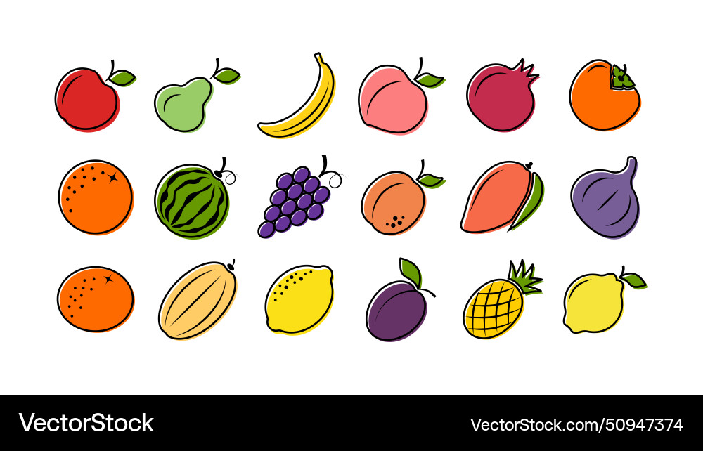 Fruit set Royalty Free Vector Image - VectorStock