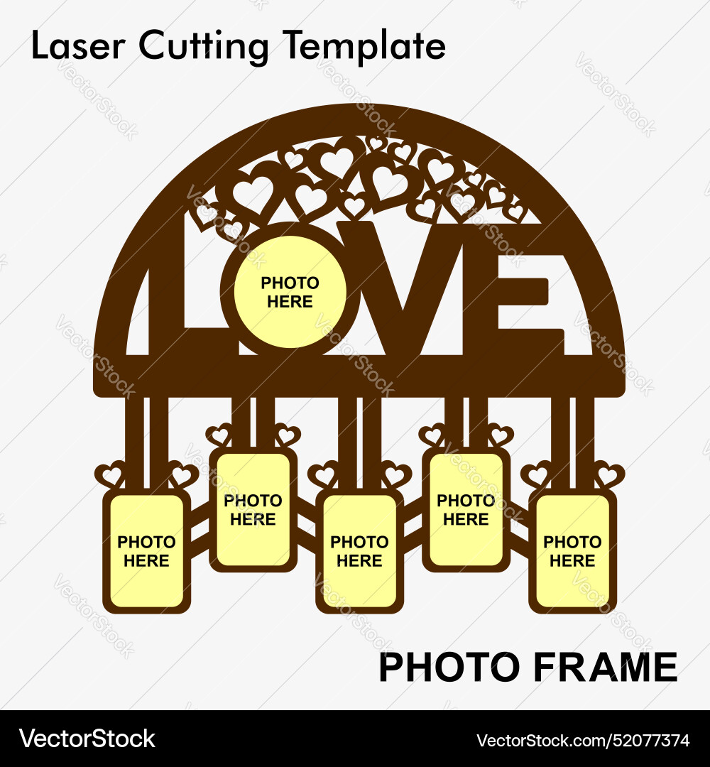 Love laser cut photo frame design Royalty Free Vector Image