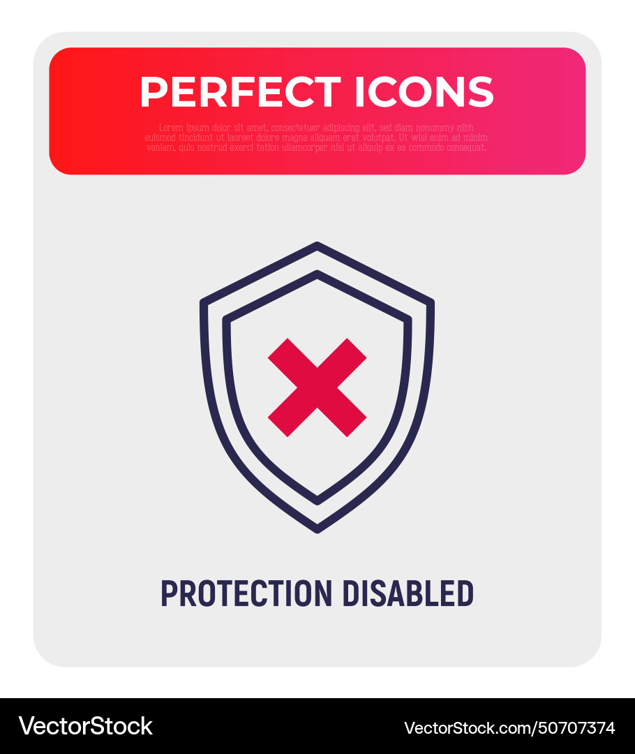 Security disabled thin line icon shield Royalty Free Vector
