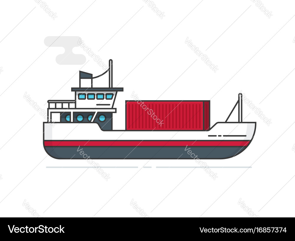 Shipping container via ship Royalty Free Vector Image