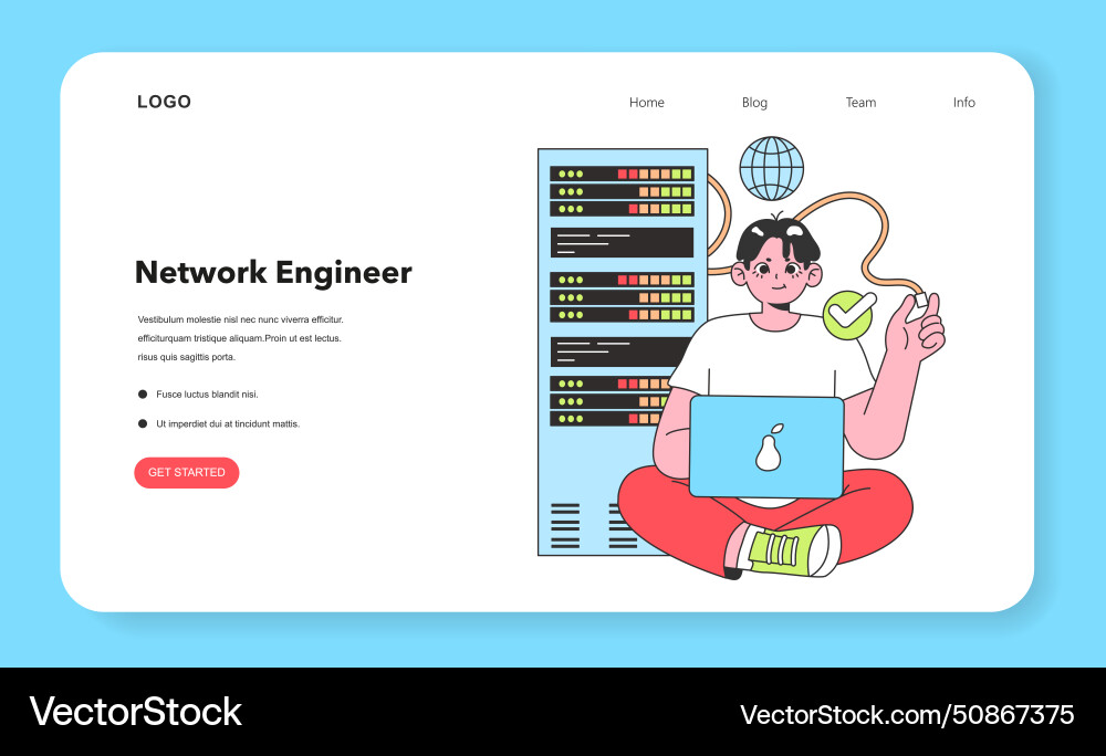 A network engineer is featured with essential Vector Image