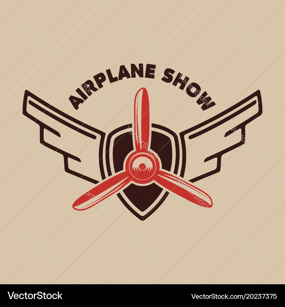 Airplane show retro propeller on winged Royalty Free Vector