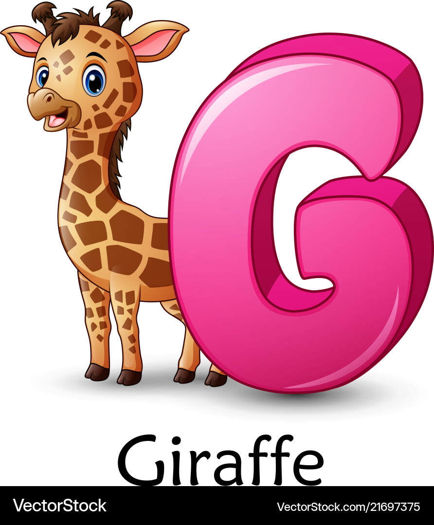 Cute Giraffe Alphabet G Cartoon Royalty Free Vector Image