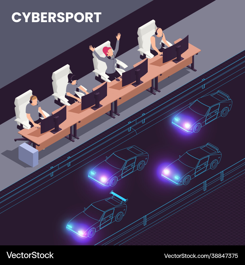 Cyber sport isometric design Royalty Free Vector Image