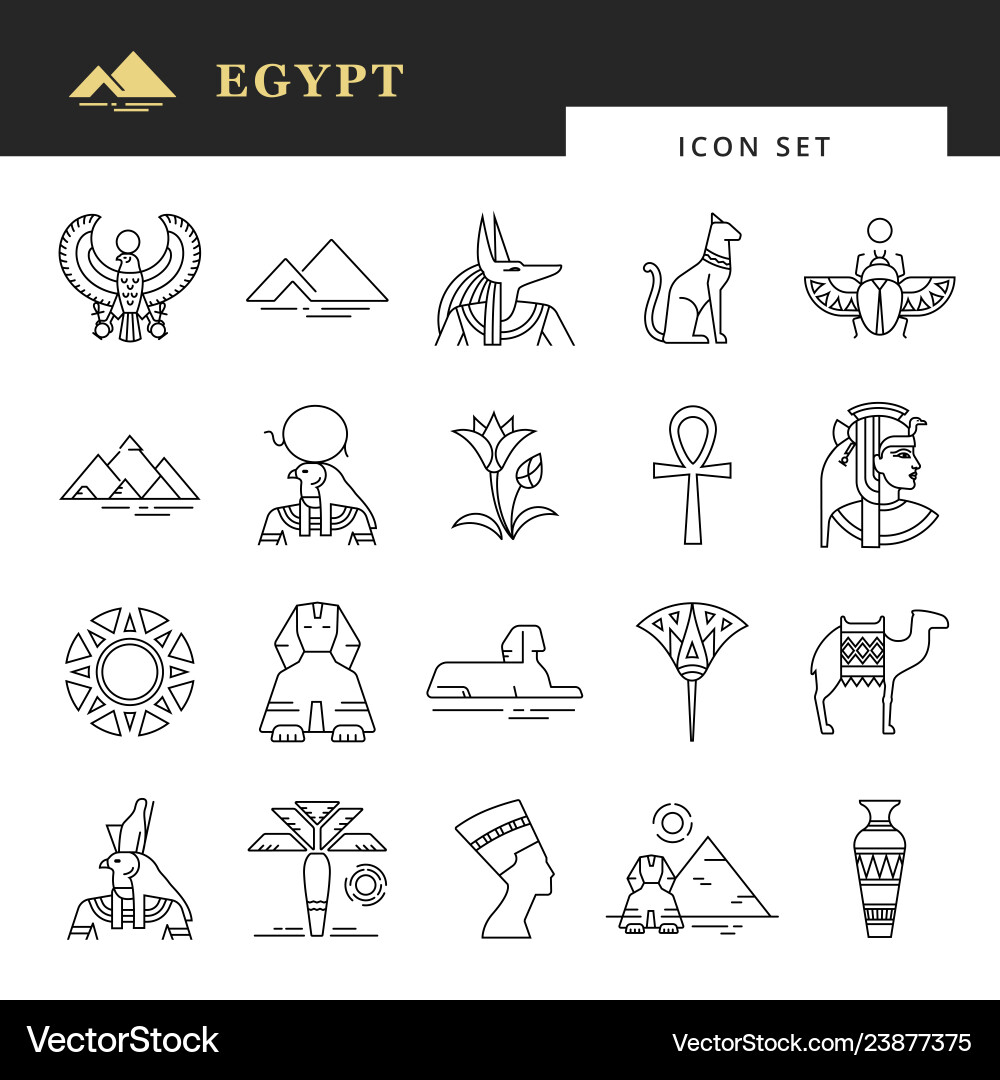 Egyptian Icon Set - Ancient Egypt Royalty Free Vector Image