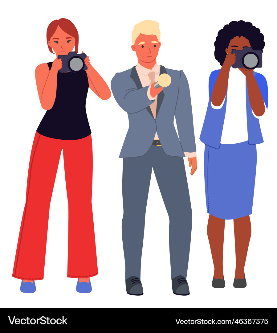 Journalists And Photographer Team Royalty Free Vector Image
