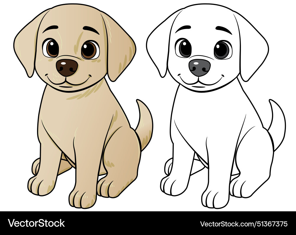 Labrador retriever cartoon smiling 3d and 2d Vector Image