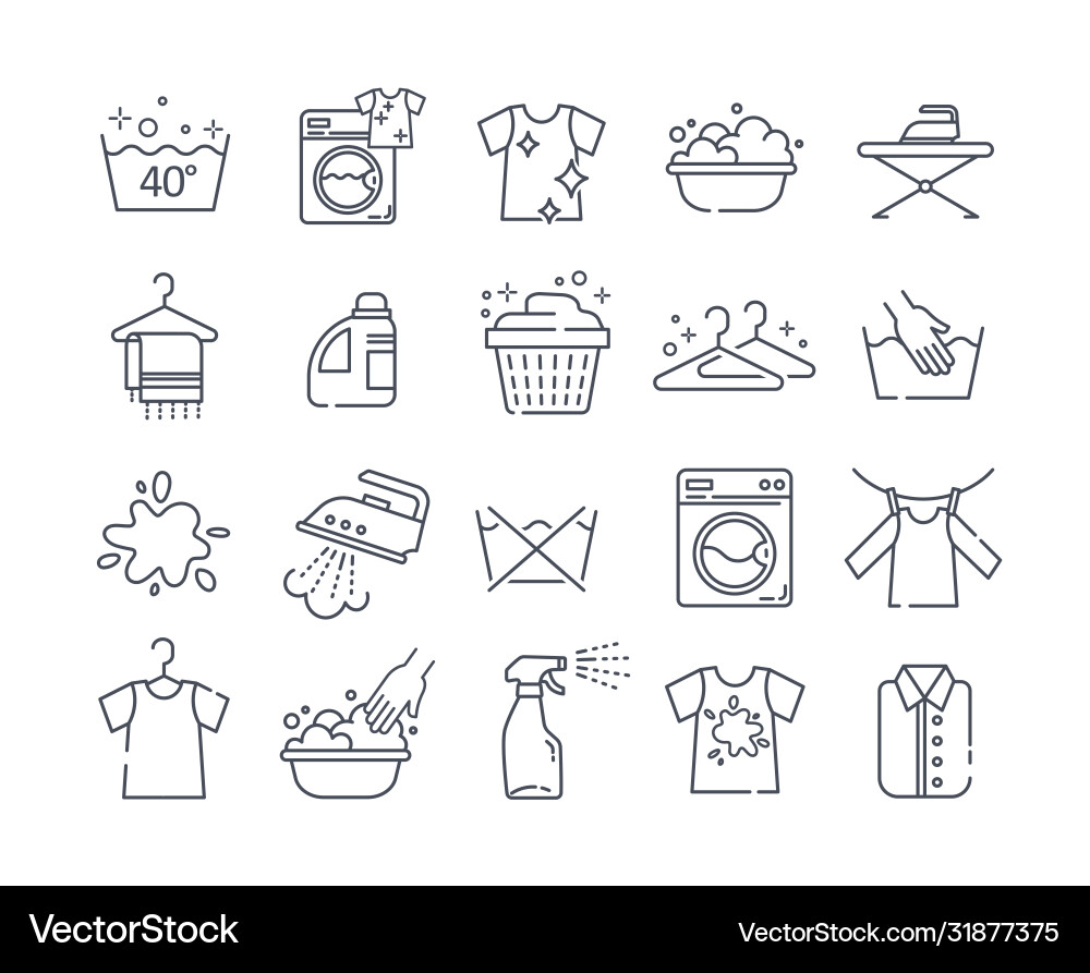 Large set black and white laundry icons Royalty Free Vector