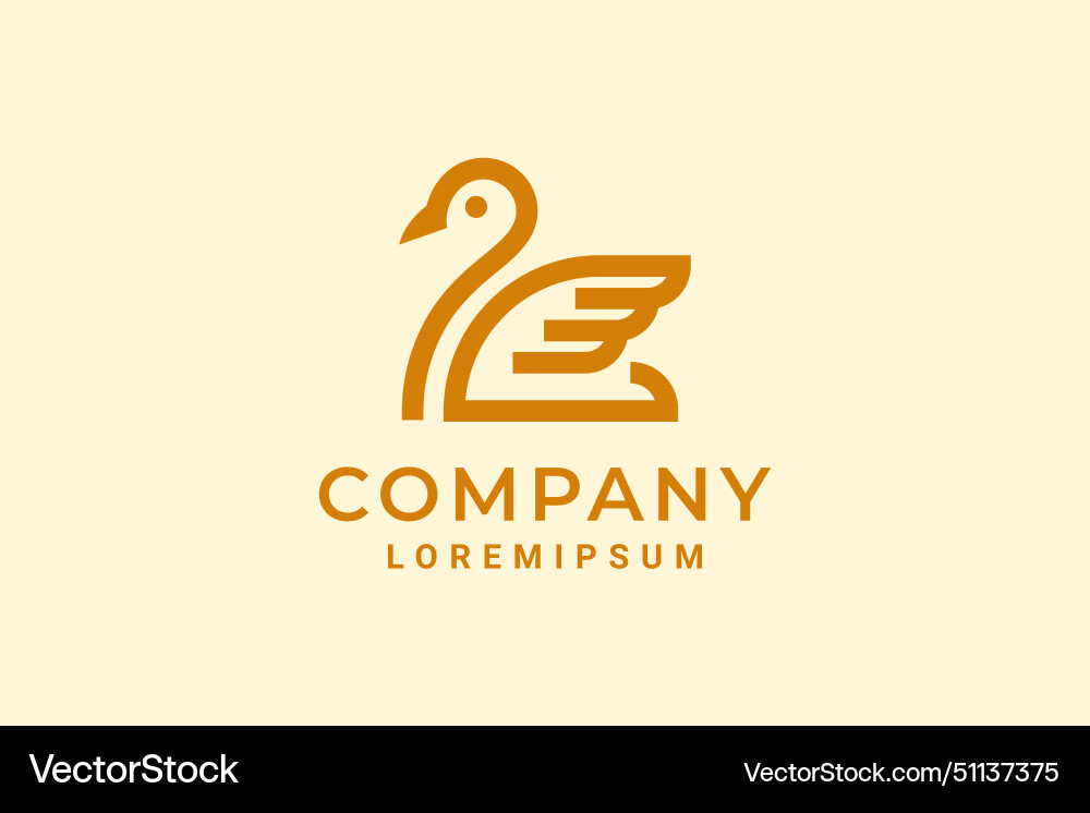 Minimalistische Linie Kunst Ente Logo Lizenzfreier Vektor