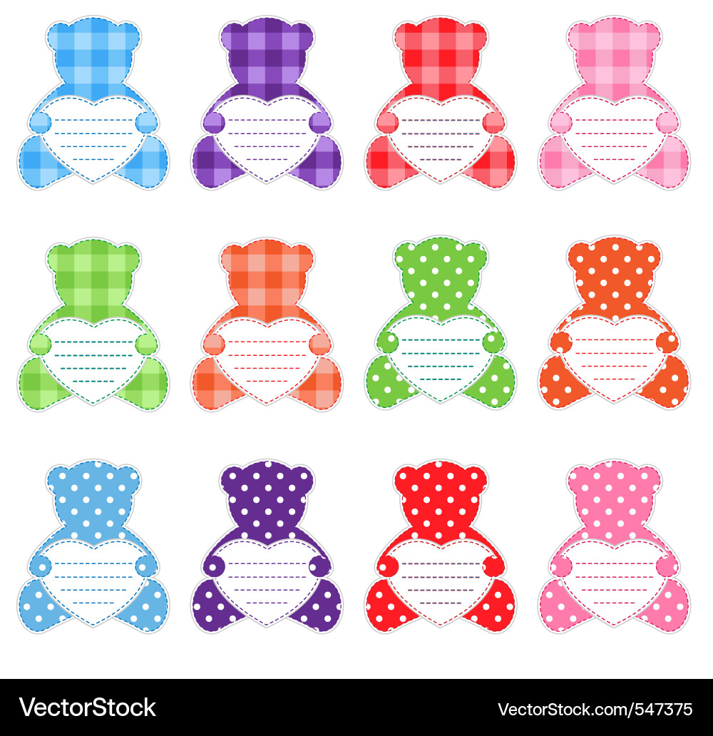Twelve teddy bears Royalty Free Vector Image - VectorStock