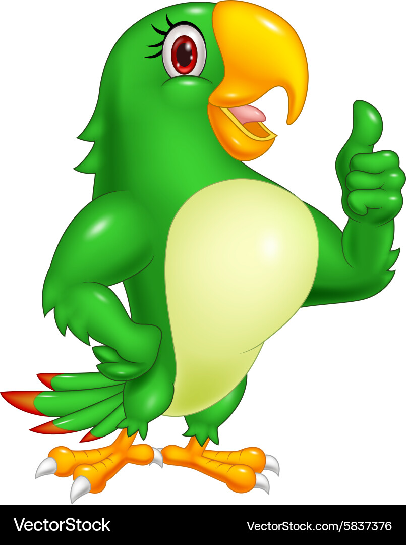 Cartoon parrot giving thumb up Royalty Free Vector Image
