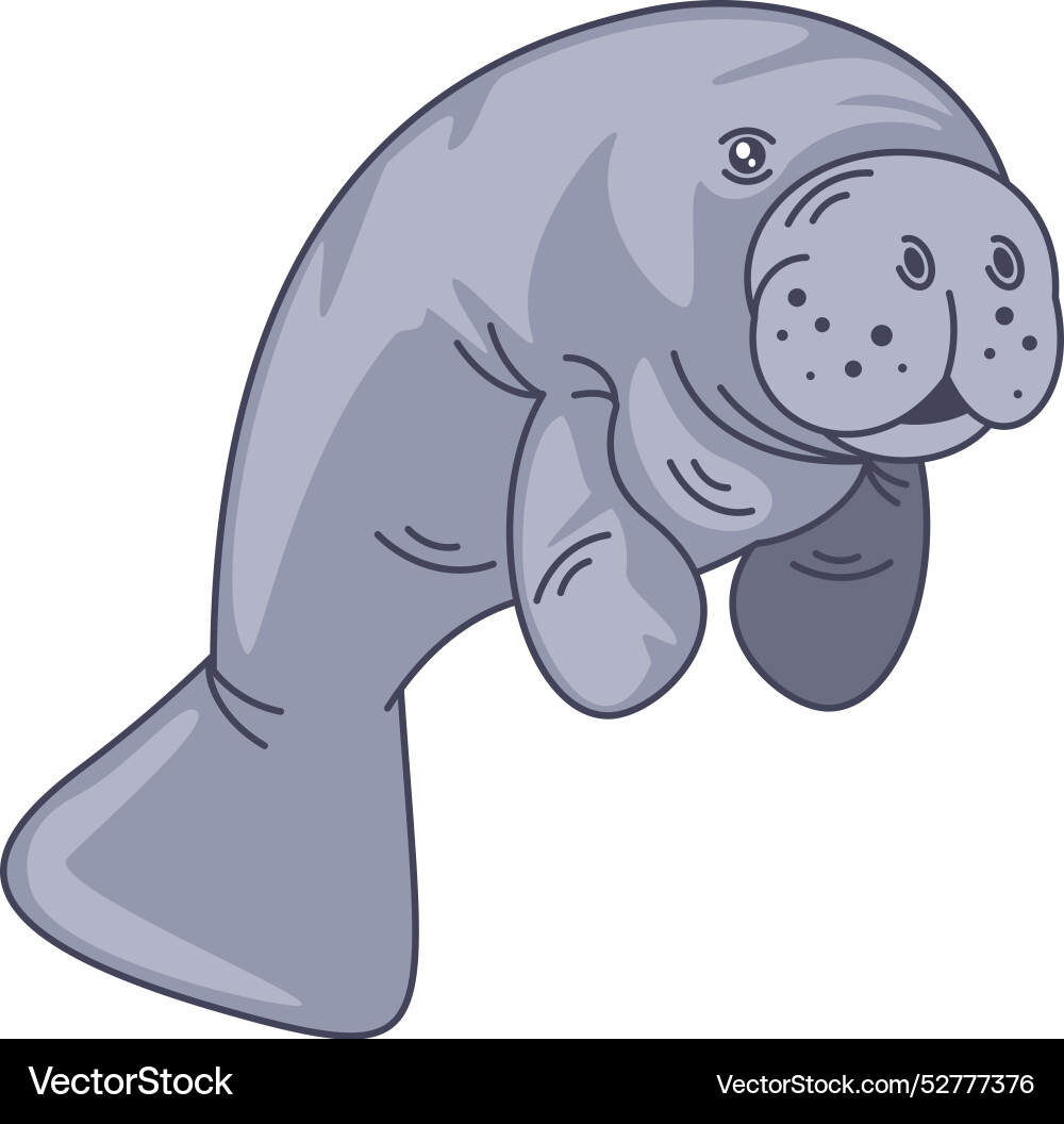 Cute sea cow creature Royalty Free Vector Image