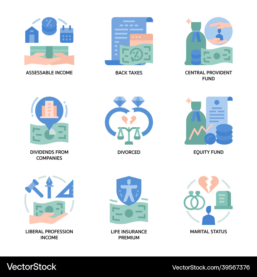Individual income tax icon set Royalty Free Vector Image