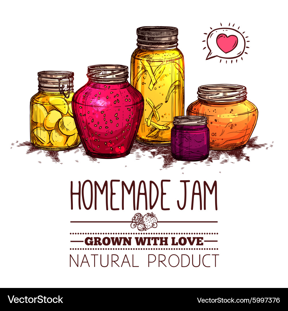 Jam jars poster Royalty Free Vector Image - VectorStock