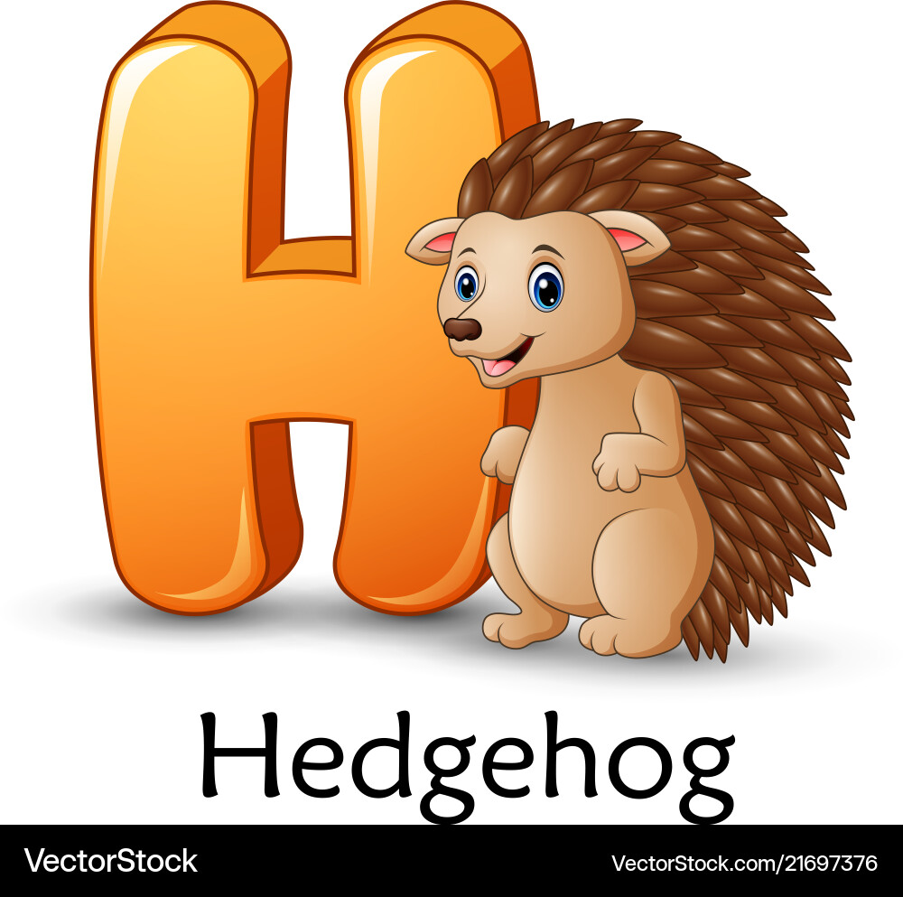 Letter h is for hedgehog cartoon alphabet Vector Image
