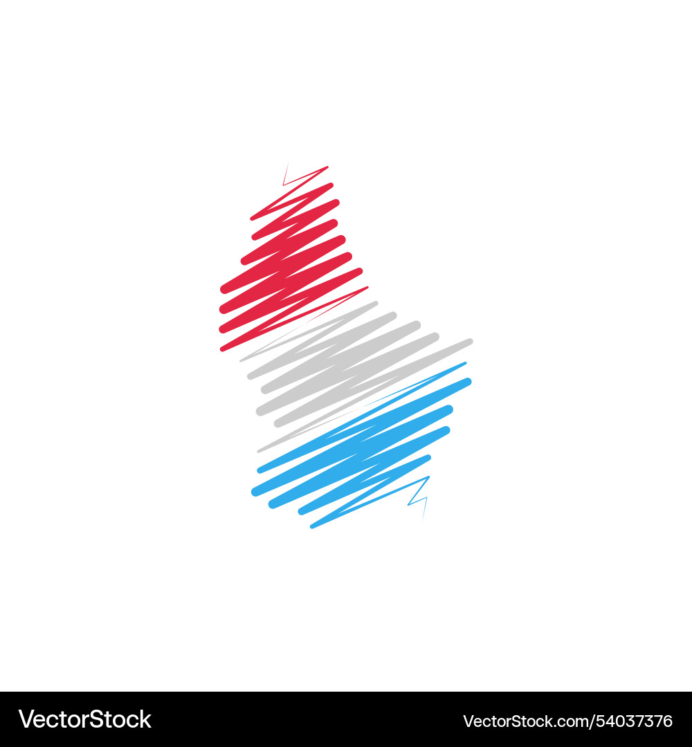Luxembourg country map stylized line border icon Vector Image