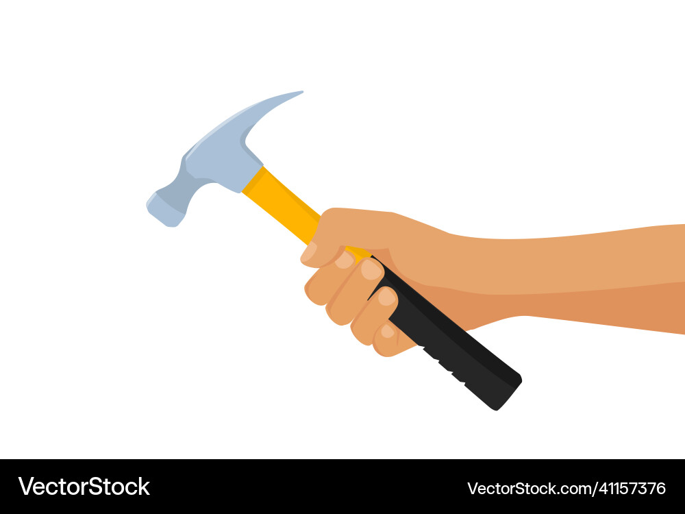 Mans hand holding hammer Royalty Free Vector Image