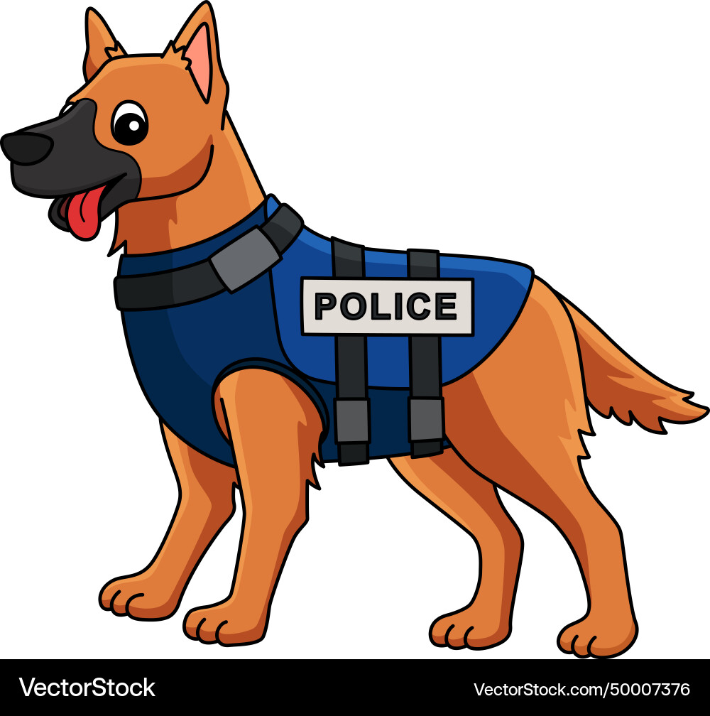 Police dog cartoon colored clipart Royalty Free Vector Image