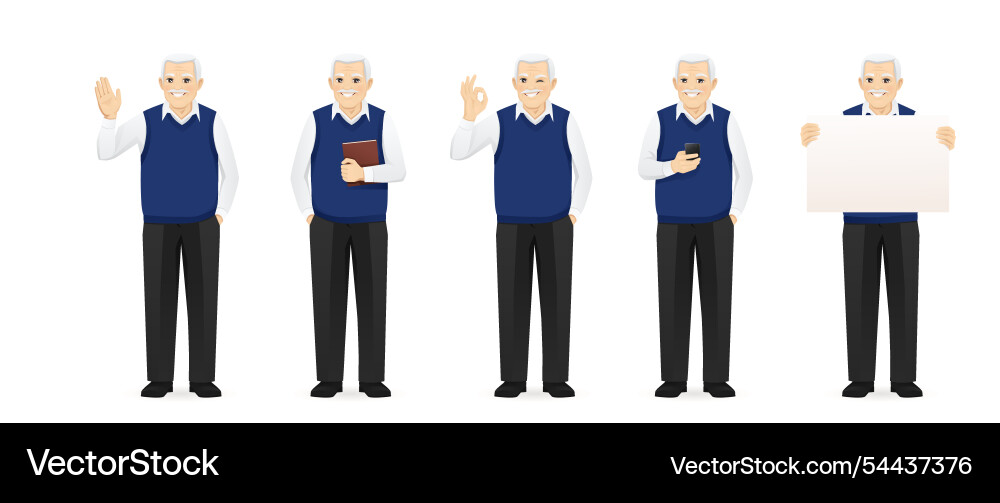 Senior Man with Gestures Royalty Free Vector Image