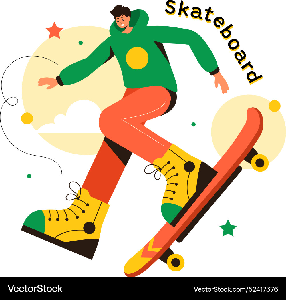 Skateboard with skateboarders jumping Royalty Free Vector