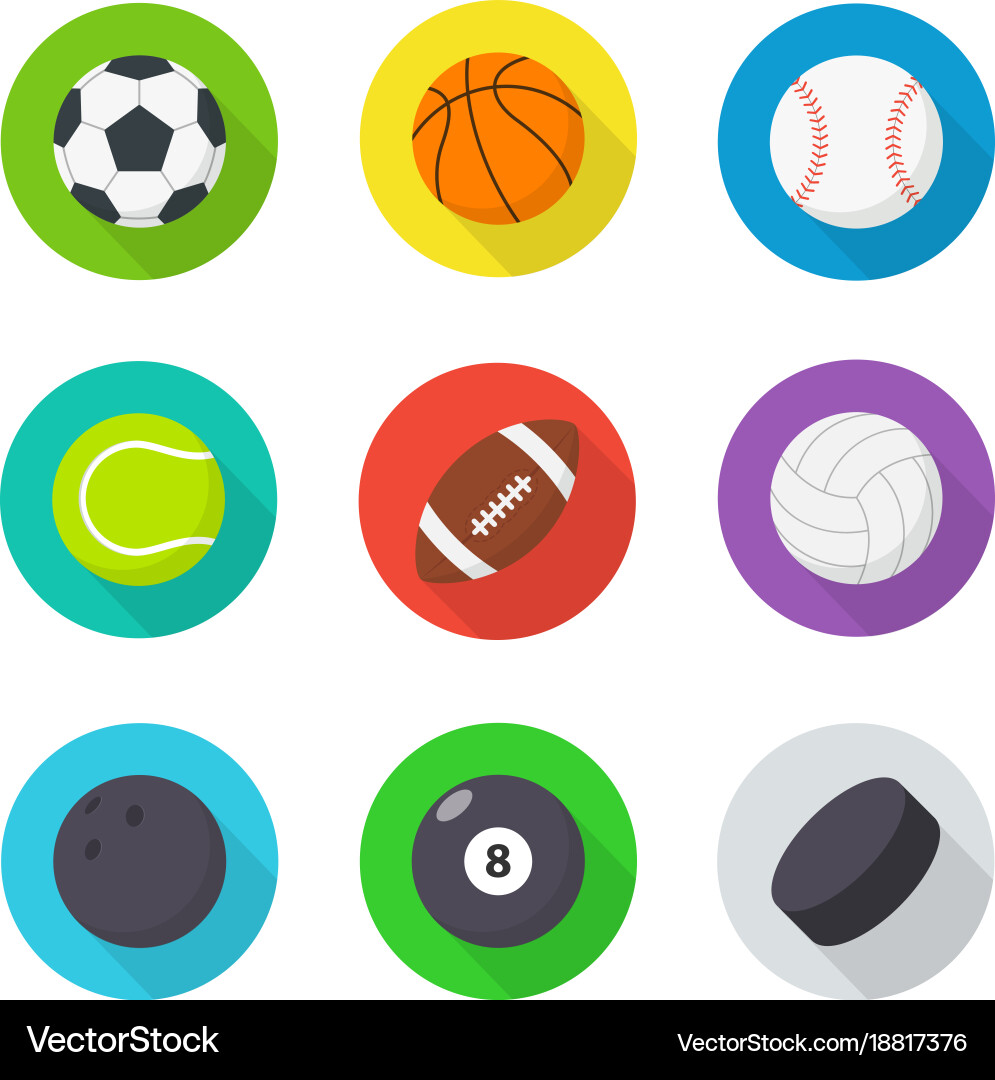 Sports balls set flat cartoon Royalty Free Vector Image