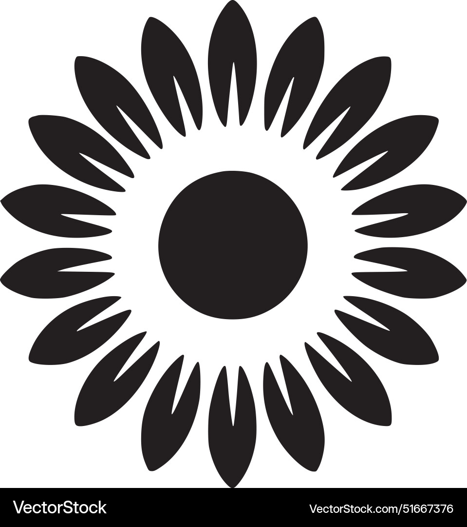 Sunflower - black and white isolated icon Vector Image