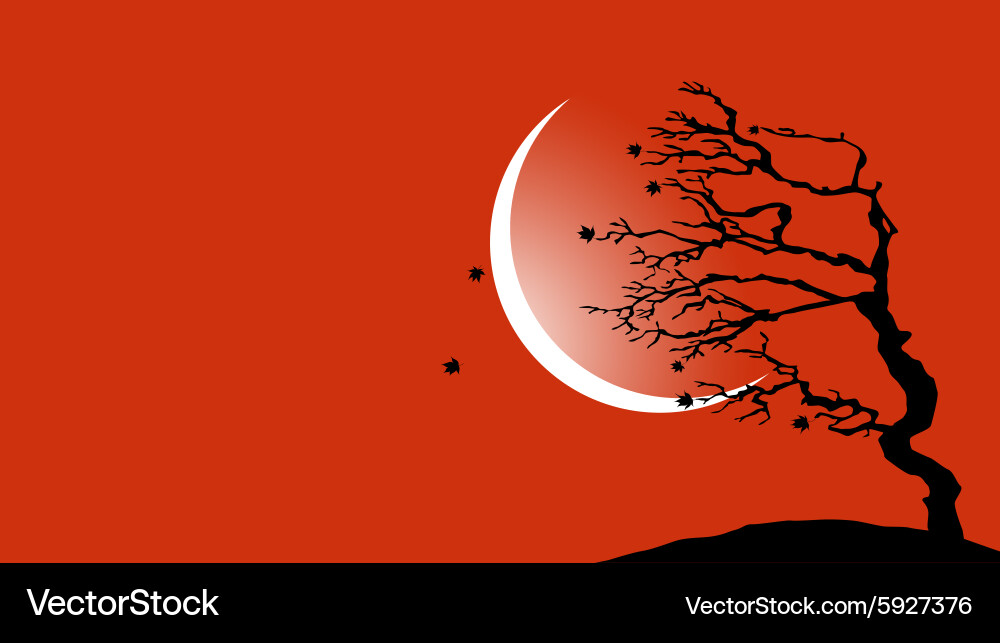 Tree bending by the wind Royalty Free Vector Image