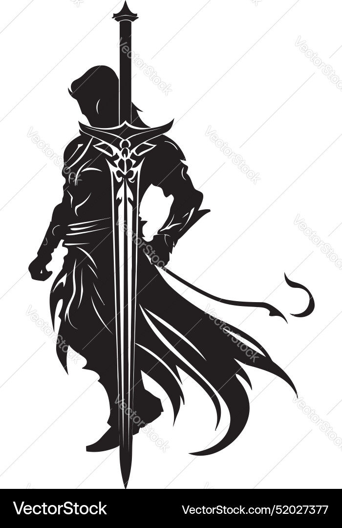 Brave defender knight soldier raised sword Vector Image