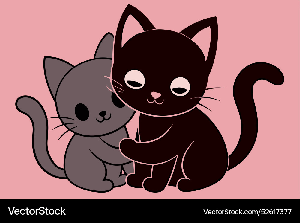 Cat hug a kitten silhouette p Royalty Free Vector Image