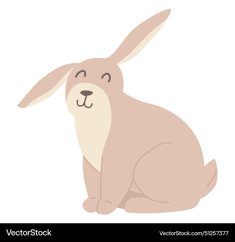 Cute rabbit in flat design happy domestic pet Vector Image