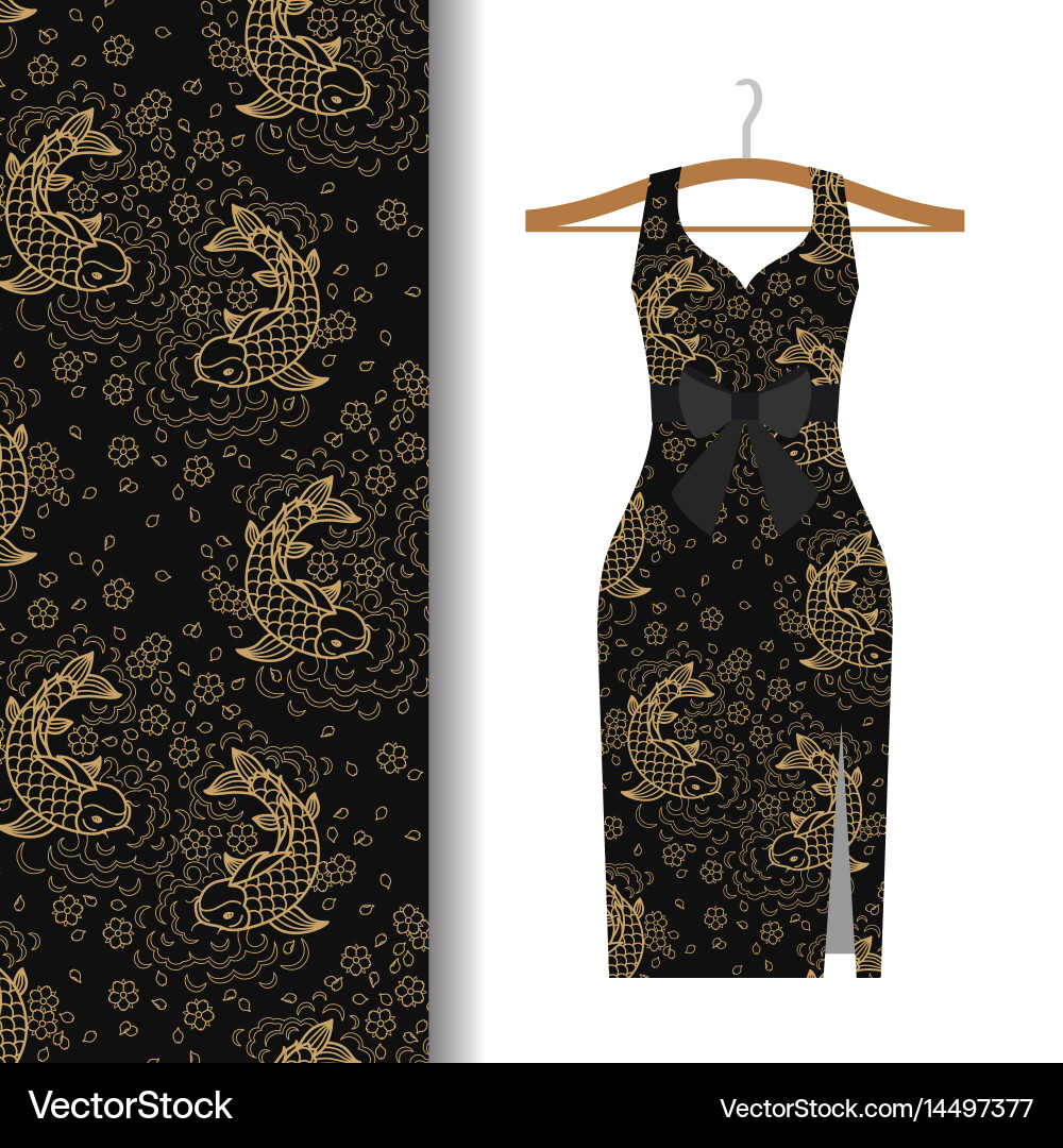 Dress fabric pattern with koi fish Royalty Free Vector Image