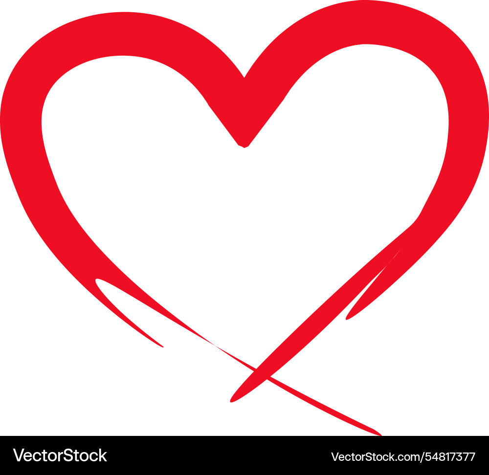 Hand drawn red heart symbol representing love Vector Image