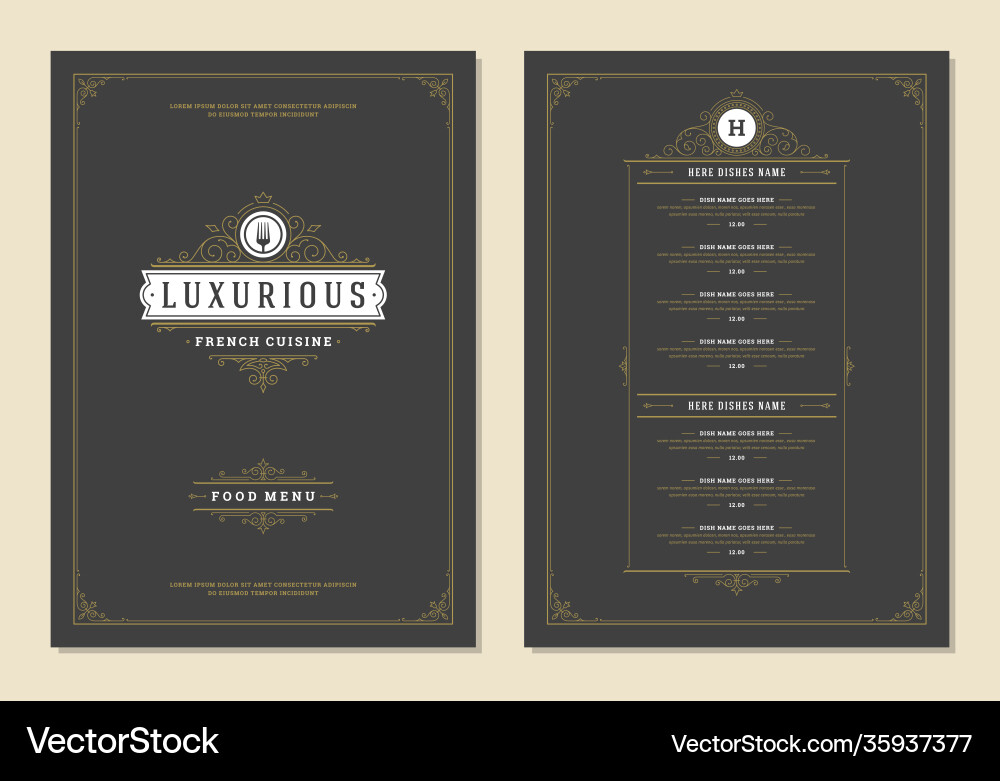 Menu design template with cover and restaurant Vector Image