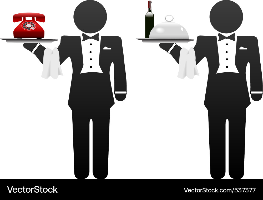 Room service waiter Royalty Free Vector Image - VectorStock