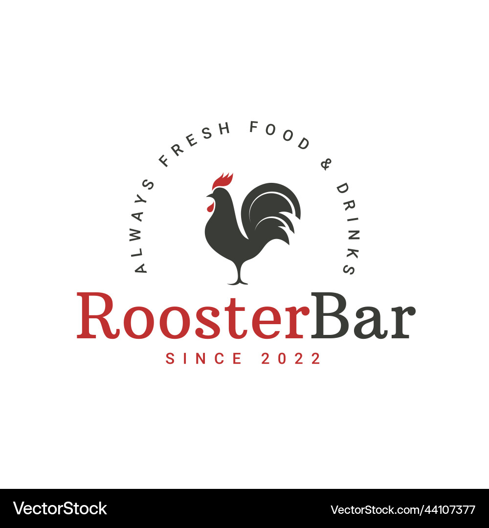 Rooster Bar & Food Logo Royalty Free Vector Image