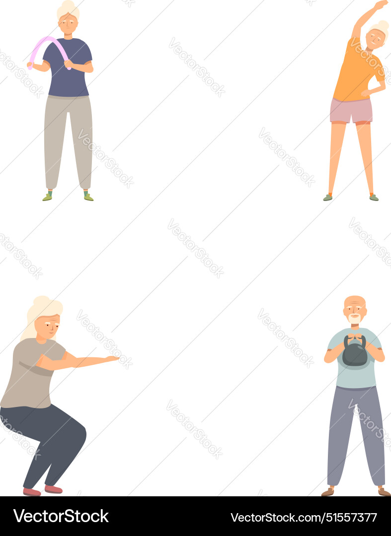 Senior fitness and exercise Royalty Free Vector Image