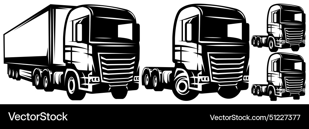 Set of cargo trailer templates monochrome Vector Image