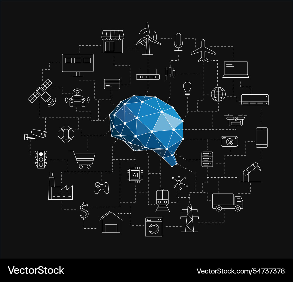 Artificial intelligence connects the future Vector Image