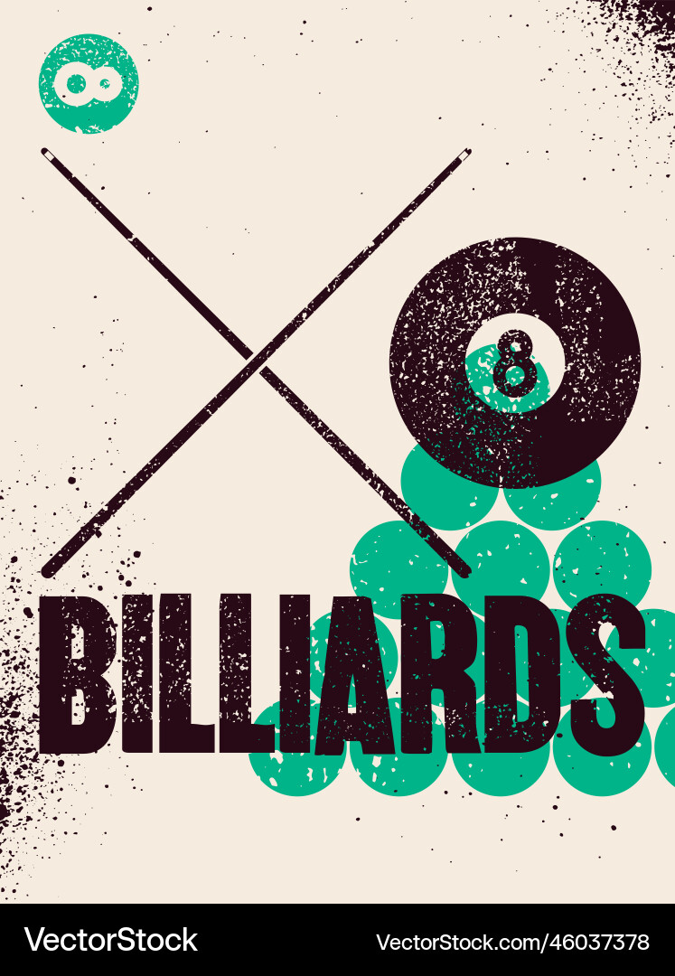Billiards typographical vintage grunge poster Vector Image