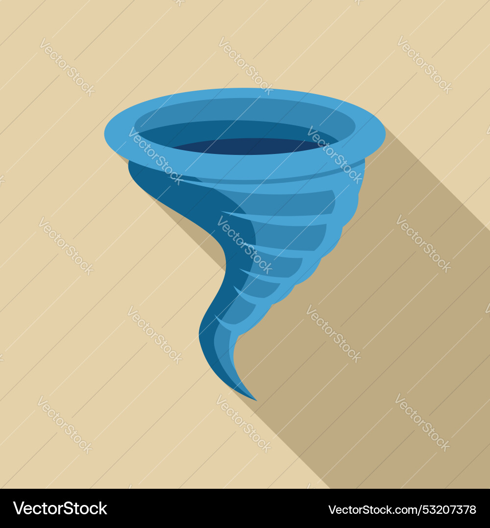 Blue tornado spinning with long shadow on beige Vector Image