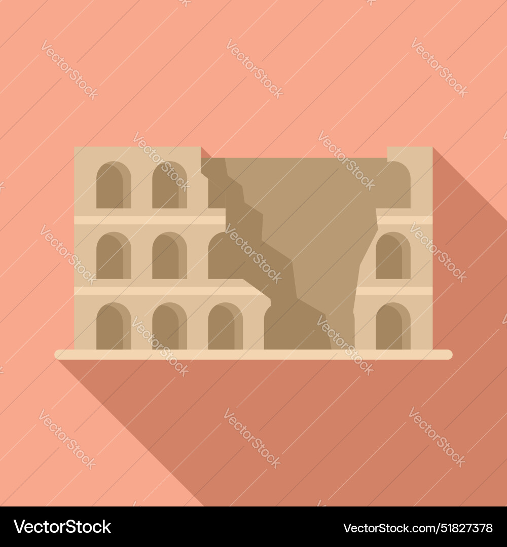 Colosseum building casting long shadow over Vector Image