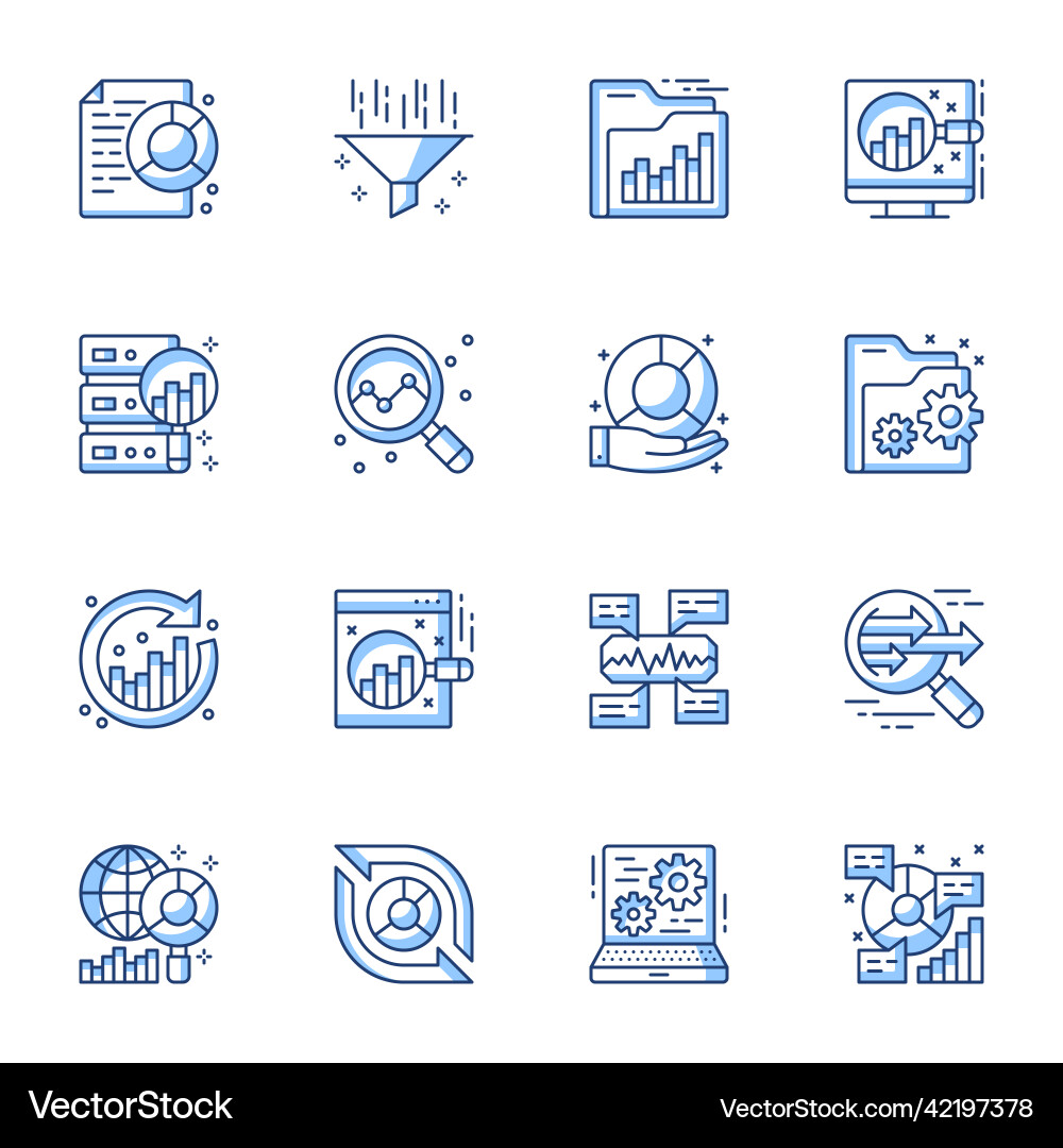 Data analytics line icons set Royalty Free Vector Image