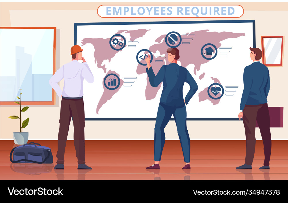 Hiring workers abroad composition Royalty Free Vector Image