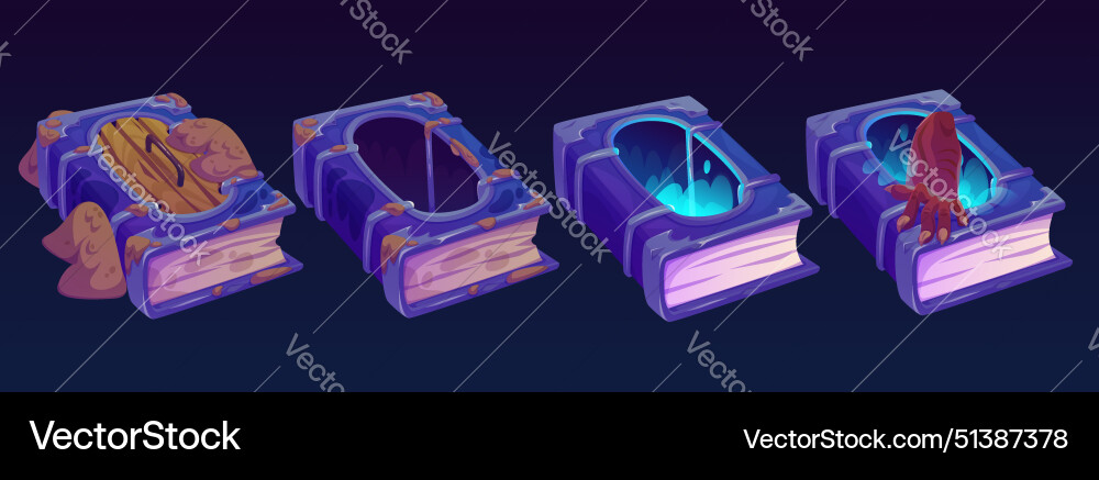 Magic wizard book with door and hole Royalty Free Vector