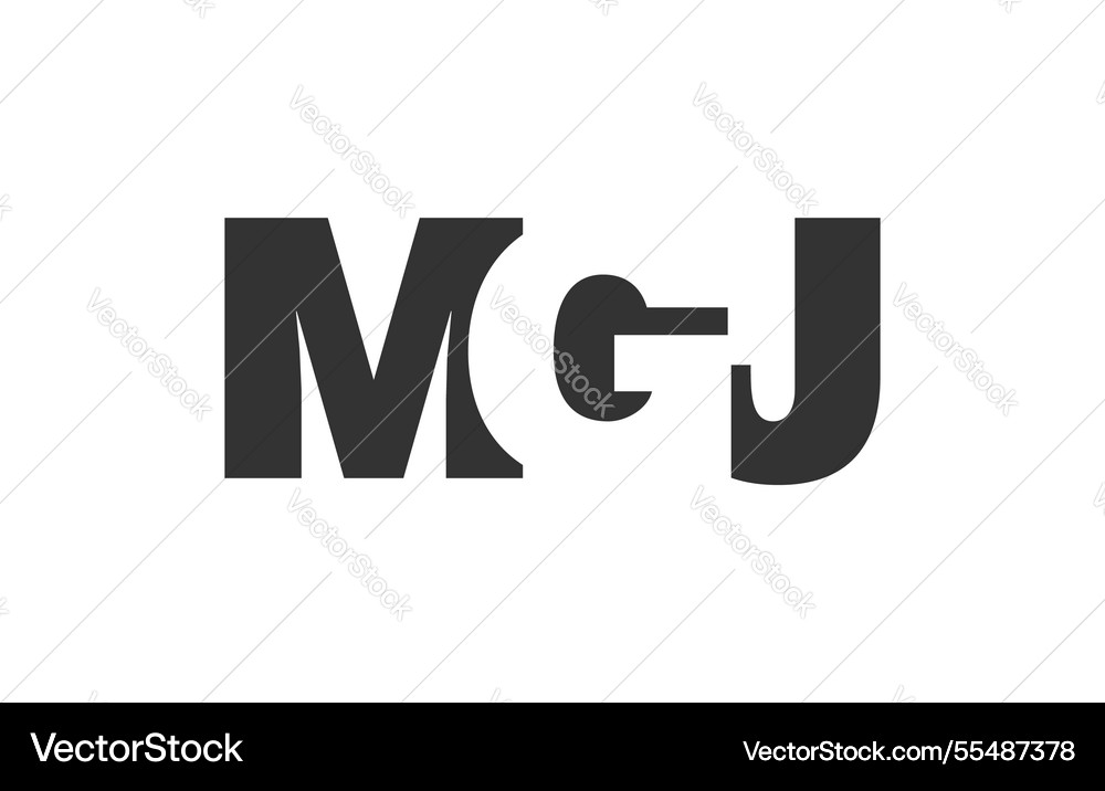 Mgj logo design initial letter m g j bold font Vector Image