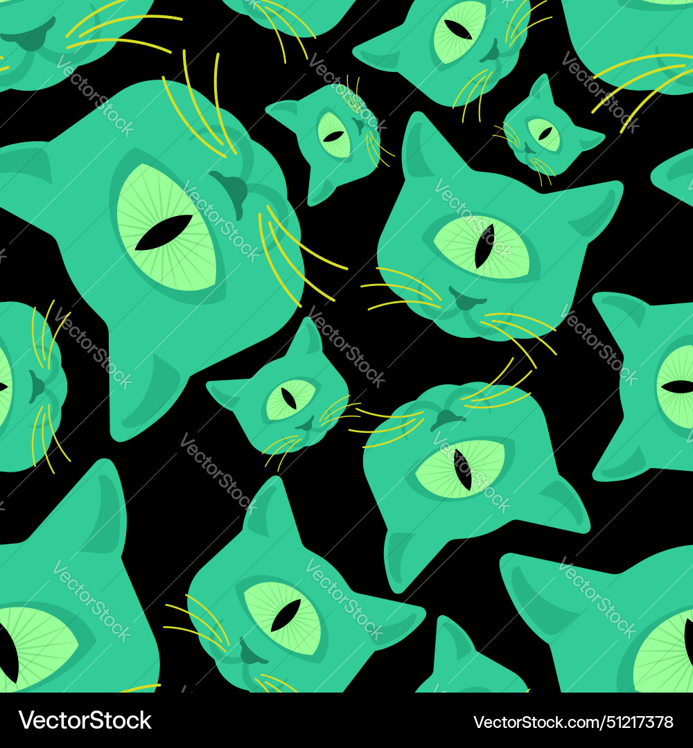 One eyed cat alien pattern seamless green monster Vector Image