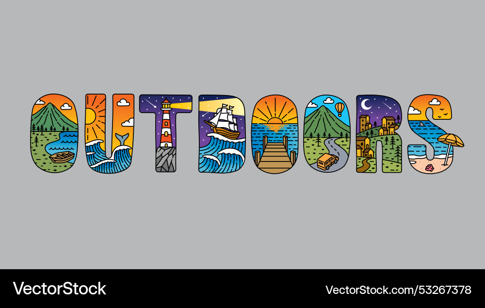 Outdoors typography design Royalty Free Vector Image