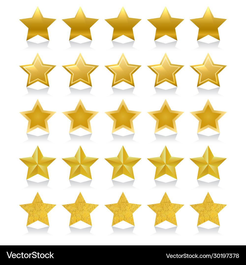 Shiny golden five stars Royalty Free Vector Image