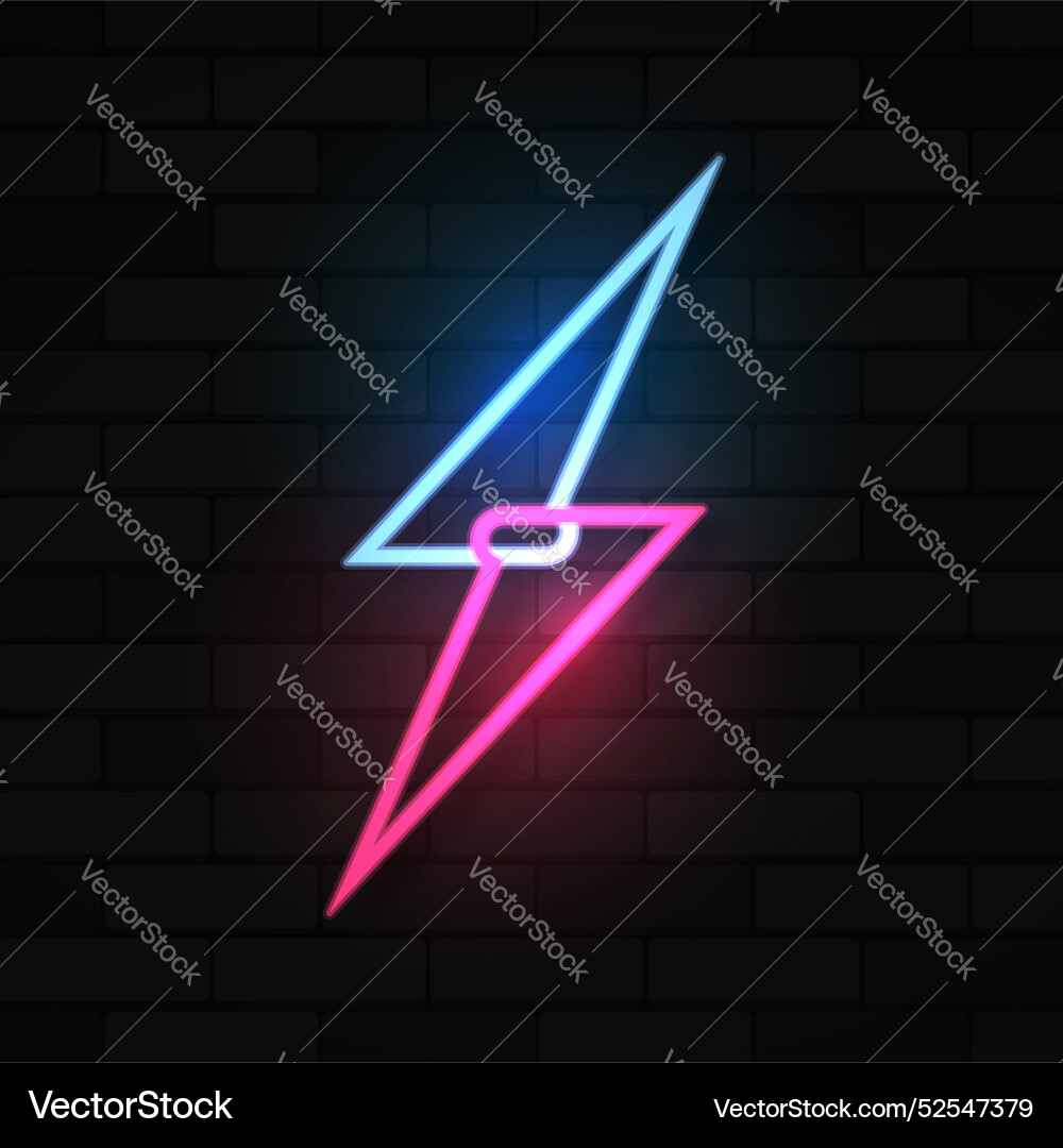 A glowing neon electric lightning bolt sign Vector Image